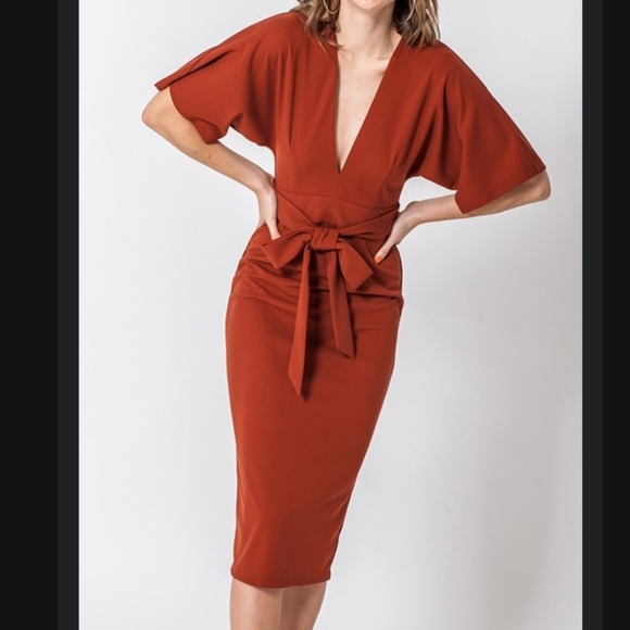 FAVLUX | Dresses | New Triangle Cutout Back Tie Waist Midi Dress | Poshmark